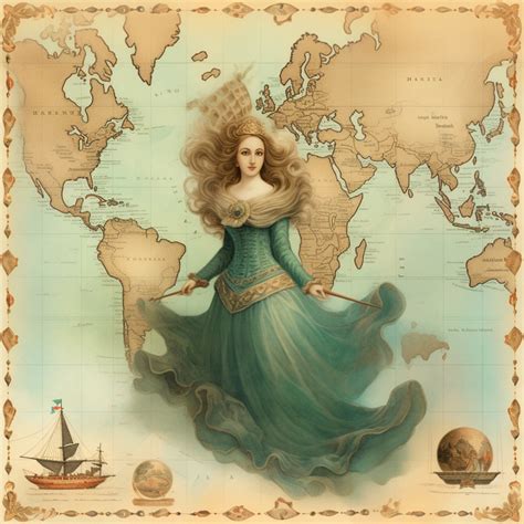 Antique Nautical Map Sea Goddess Free Stock Photo Public Domain Pictures