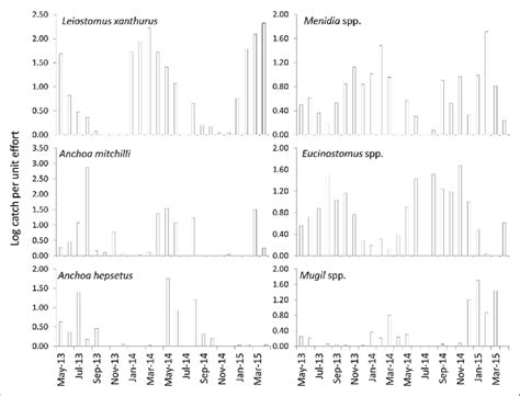 Log Transformed Catch Per Unit Effort For The 6 Most Abundant Species