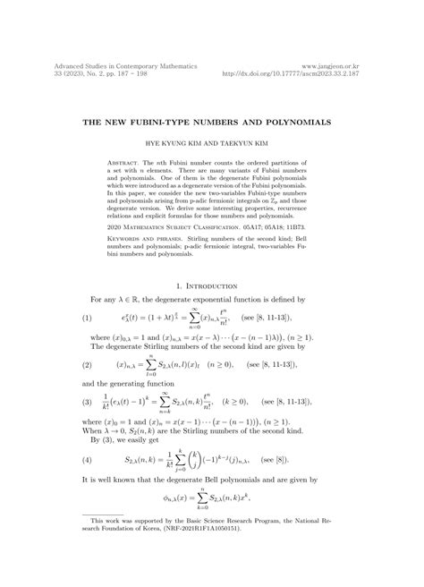 Pdf The New Fubini Type Numbers And Polynomials