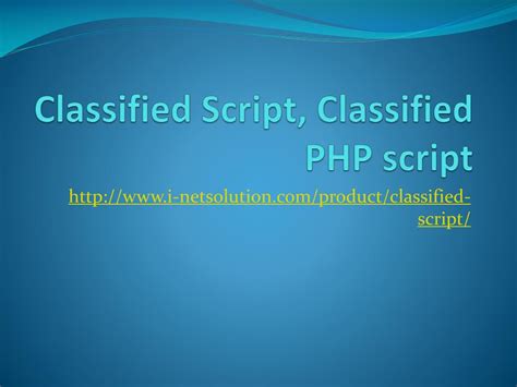 Ppt Classified Script Classified Php Script Powerpoint Presentation Id7725342