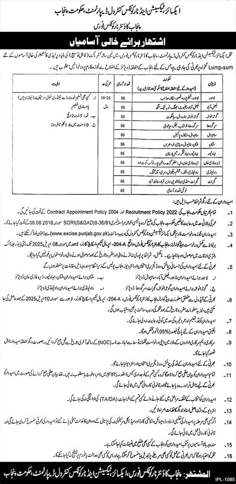 Excise Taxation And Narcotics Control Department Jobs 2025 Online Apply