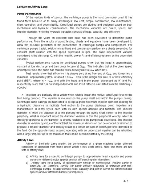 Lecture On Affinity Laws Final Pdf Turbomachinery Pump