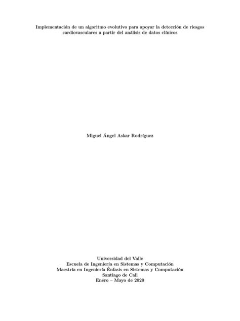 Implementación De Un Algoritmo Evolutivo Para Apoyar La Deteccion Pdf Inteligencia