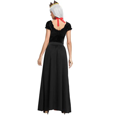 4pcs Deluxe Queen Of Hearts Bodysuit And Long Gown Halloween Role Play