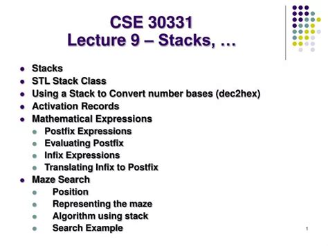 Ppt Cse 30331 Lecture 9 Stacks Powerpoint Presentation Free