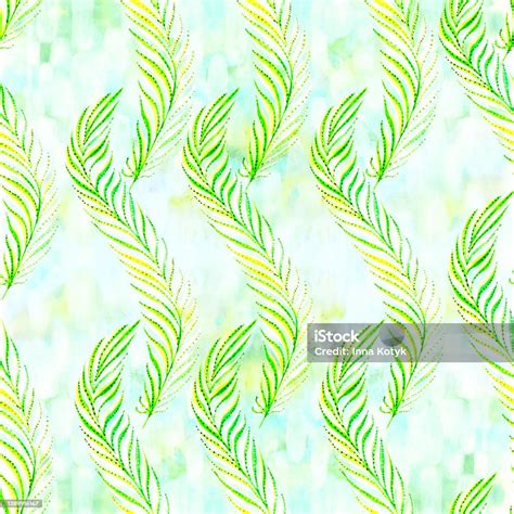 나뭇가지에 잎 식물과 수채화 그리기 장식 조성 매끄러운 패턴 에코 프린트 인쇄된 자료 표지판 포스터 엽서 포장을 사용하십시오 0명에 대한 스톡 벡터 아트 및 기타 이미지