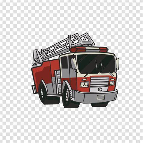 نسخه کارتونی تصویر برداری الگوی دستی ماشین آتش نشانی نردبان ابری برای کودکان