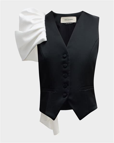 Hellessy Pascal Shoulder Bustle Crepe Vest Neiman Marcus