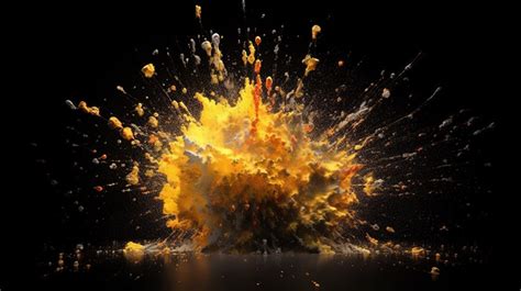 Explode Golden Yellow Particles Exploding In A Colorful 3d Render On