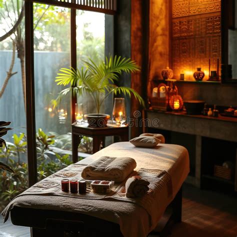 Spa Salon Interior Massage Room Indian Aesthetic Spa Salon Stock