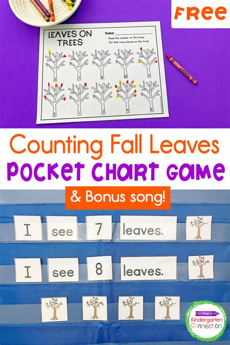 Free Counting Fall Leaves Pocket Chart Game