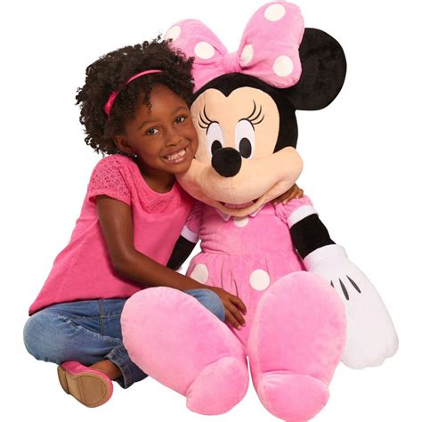 Disney Minnie Mouse Plush Doll Big Stuffed Animal Pink Polka Dot Dress