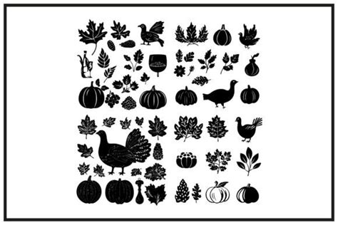 Thanksgiving Silhouette Elements Clipart Graphic By Fijulanam468 · Creative Fabrica