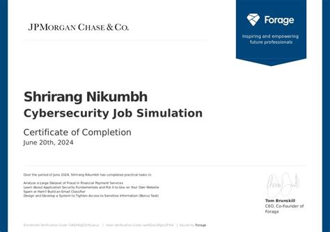 Shrirang Nikumbh On Linkedin Cybersecurity Internship Jpmorganchase Professionalgrowth