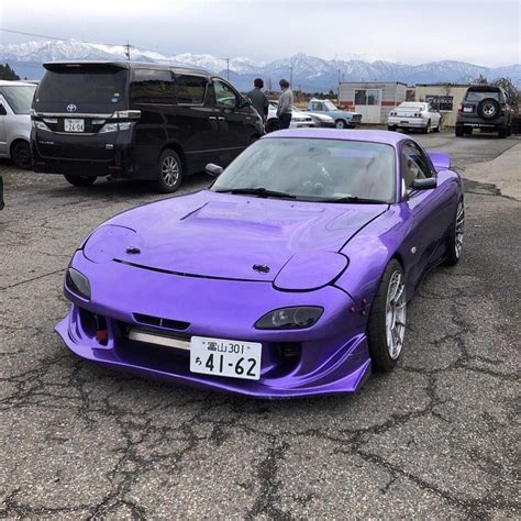 Purple Mazda Fd Rx 7 Slammed Sports Car