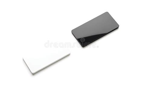 Blank Black And White Rectangle Fridge Magnet Mockup Side View Stock