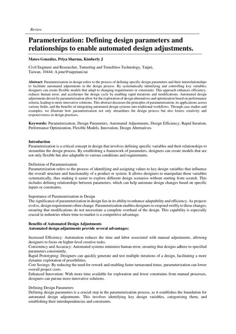 Pdf Parameterization Defining Design Parameters And Relationships To