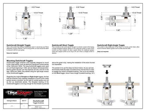 Switchcraft 3 Way Toggle Switch Long Straight Toneshapers