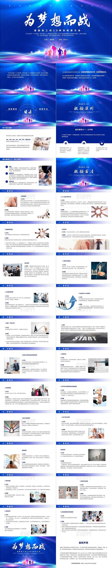 蓝色科技风20种员工激励方式培训 515PPT