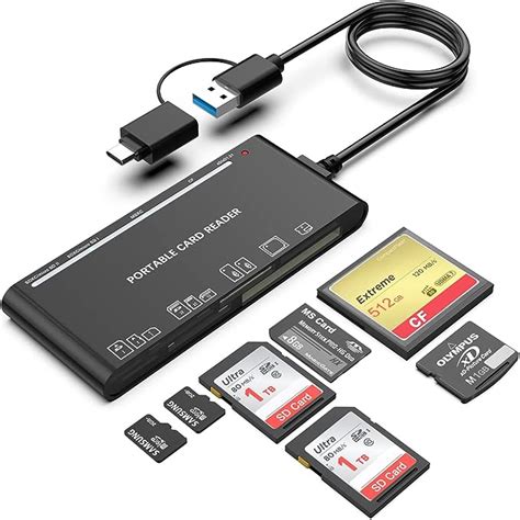 Amazon Com USB C USB Multi Card Reader For SD CF Micro SD XD MS Cards In Adapter