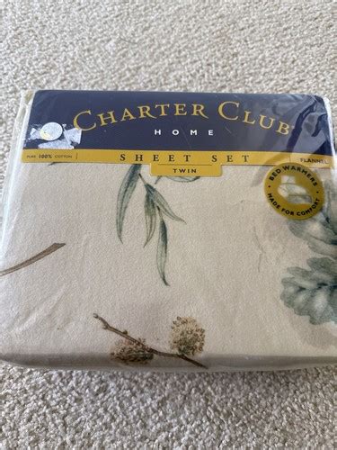 Charter Club Alana Print Twin Flannel Sheet Set 100 Cotton Warm Cozy
