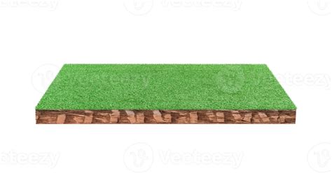 Soil Cubic Cross Section With Green Grass Field PNG