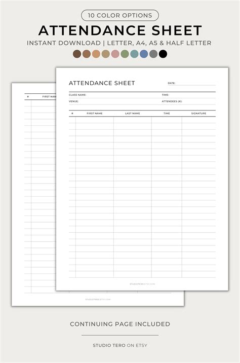 Attendance Sheet Artofit