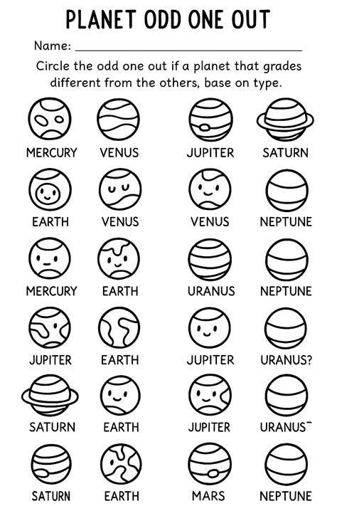 Planet Odd One Out Worksheet Download And Print Now