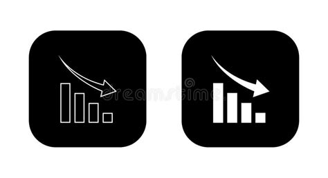 Decrease Bar Graph Icon On Black Square Statistic Concept Stock Vector Illustration Of