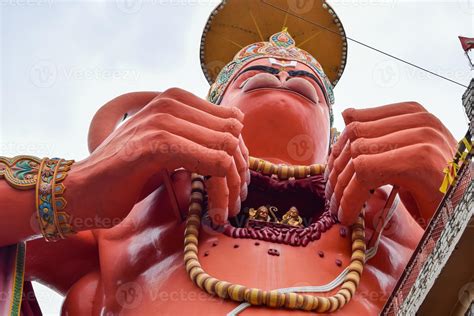 Big Statue Of Lord Hanuman Near The Delhi Metro Bridge Situated Near