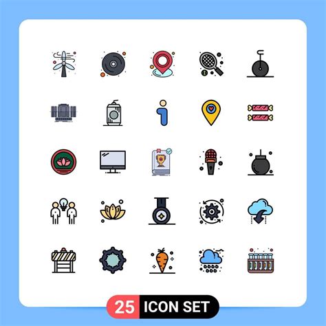 User Interface Pack Of 25 Basic Filled Line Flat Colors Of Monocycle Tennis Holder Sport Point