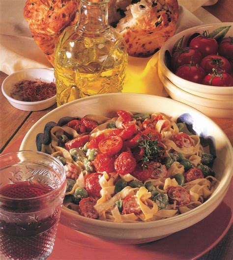Saffron Pasta With Oven Dried Tomatoes And Broad Beans From Pasta Le