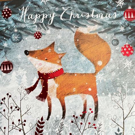 Christmas Cards Asstd Box Of 8 Animals And Tree Fox Card And Caboodle