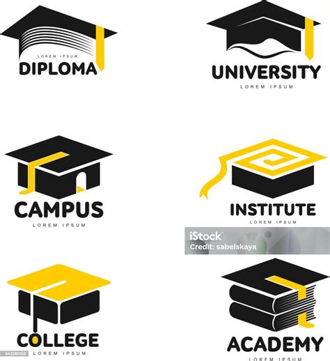 그래픽 검은색과 흰색 사각형 학술 졸업 모자 로고 템플릿 건축물에 대한 스톡 벡터 아트 및 기타 이미지 건축물 교육 교육