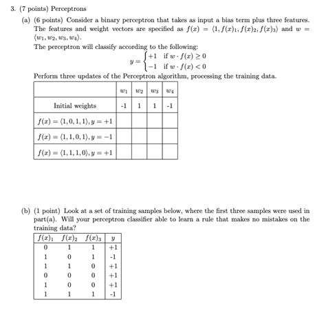 solved 7 ﻿points ﻿perceptrons a 6 ﻿points ﻿consider a