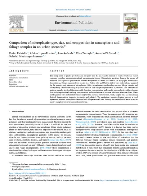 Comparison Of Microplastic Type Size And Composition In Atmospheric And Foliage Samples In An