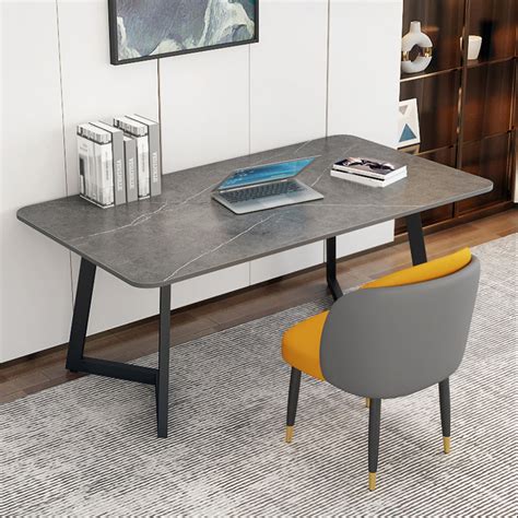 Contemporary Office Desk Antique Finish Curved Computer Desk With Meta