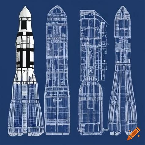 Saturn V Nasa Rocket Blueprint On Craiyon