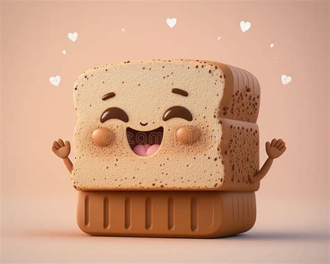 Cute Bread Sweet Smile Isolated 3d Render Style Ai Generated Stock