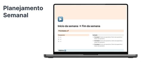 Template Para Planejamento Semanal No Notion Pt Br