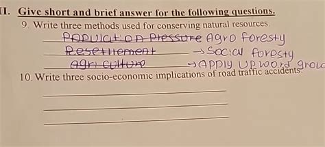 Ii Give Short And Brief Answer For The Following Questions 9 Write