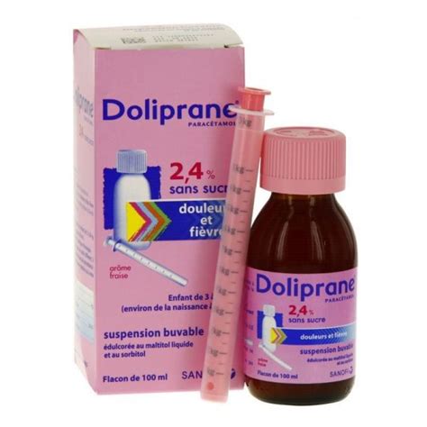 Doliprane 2 4 Pour Cent Sans Sucre Suspension Buvable édulcorée Au Maltitol Liquide Et Au Sorbitol