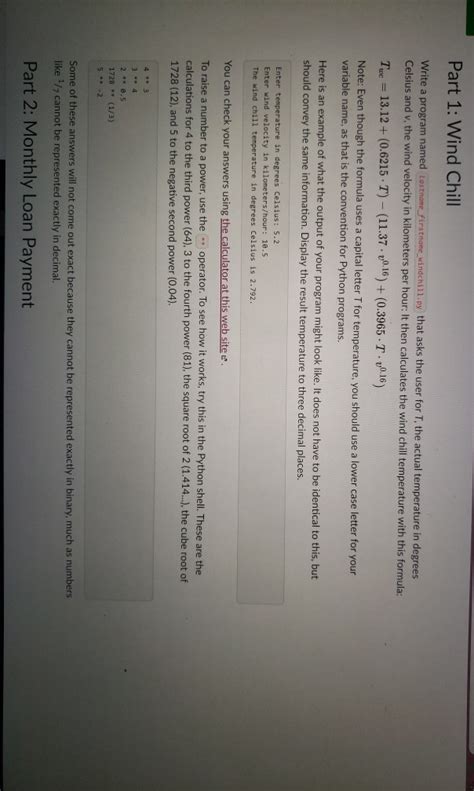 Solved Part 1 Wind Chill Write A Program Named Lastnone