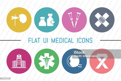 플랫 Ui 8 색상 의료 아이콘 세트입니다 Eps10입니다 매우 유용한 의료 아이콘 설정 간단한 그림입니다 웹 모바일 소프트웨어 및 애플 리 케이 션에 대 한 유용한 아이콘