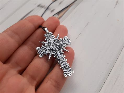 Silver Cossack Cross Pectoral Cross Pendant 18th Century Religious Replica Symbol Of Faith