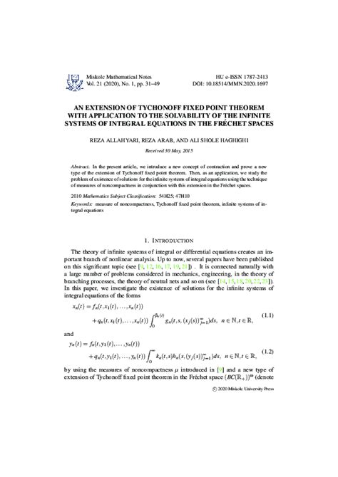 Pdf An Extension Of Tychonoff Fixed Point Theorem With Application To