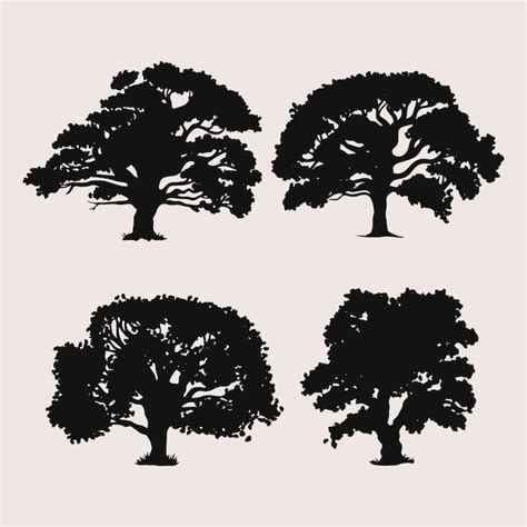 Free Vector Hand Drawn Oak Tree Silhouette