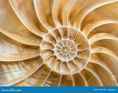 An Amazing Fibonacci Pattern In A Nautilus Shell Stock Image Image Of Closeup Growth 311765125