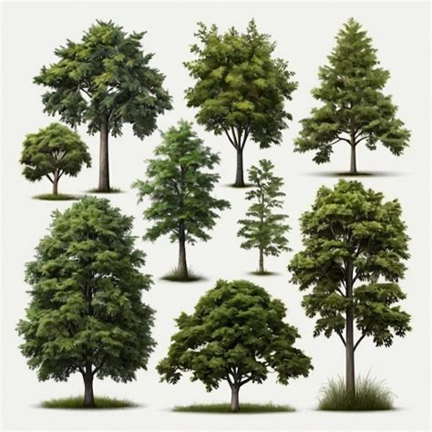 Premium Photo Collection Realistic Trees Isolated On White Background
