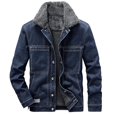 Mens Winter Sherpa Lined Denim Jacket Windbreaker Trucker Jacket